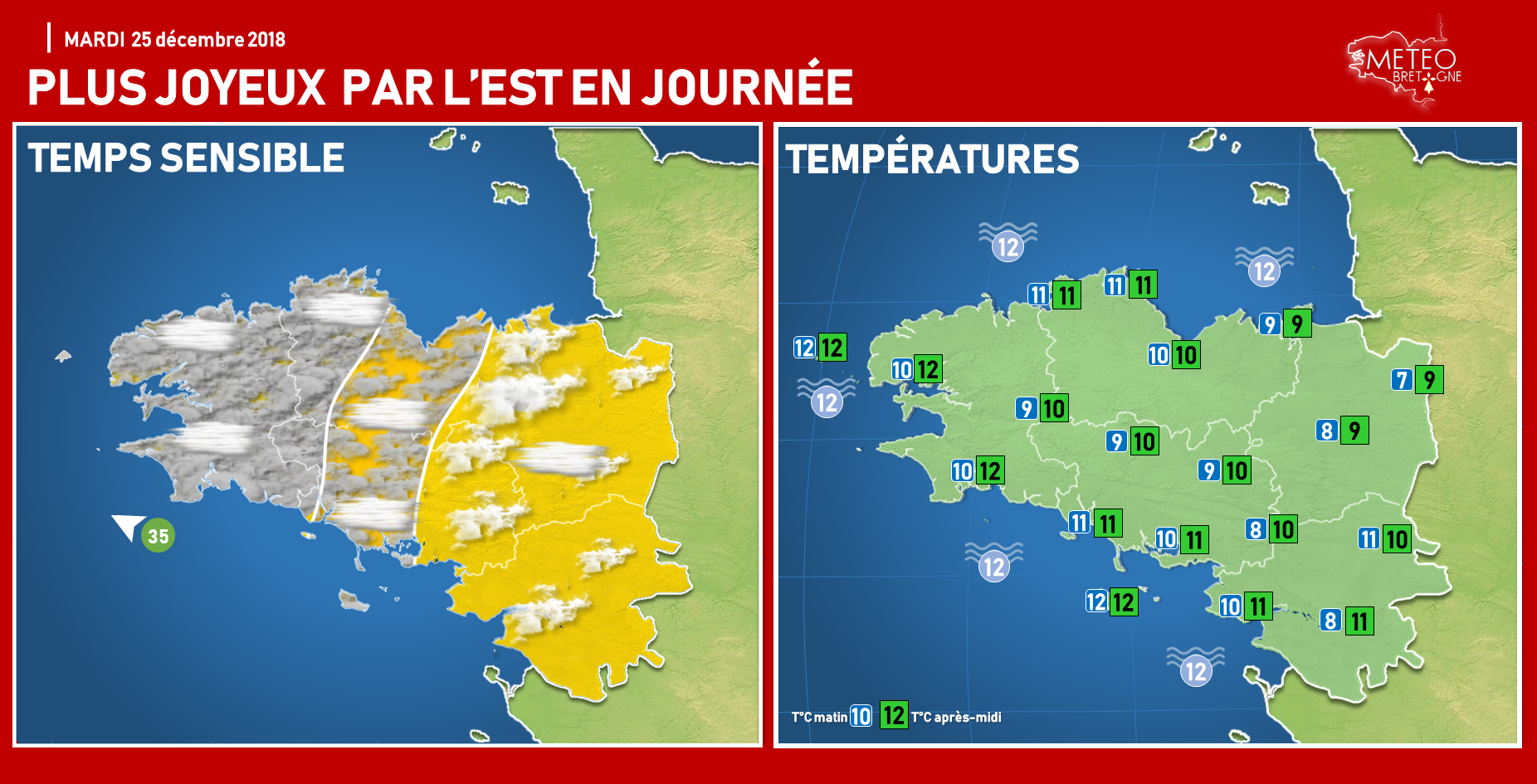 La météo de la nuit et de la journée de Noël, puis la tendance générale ...