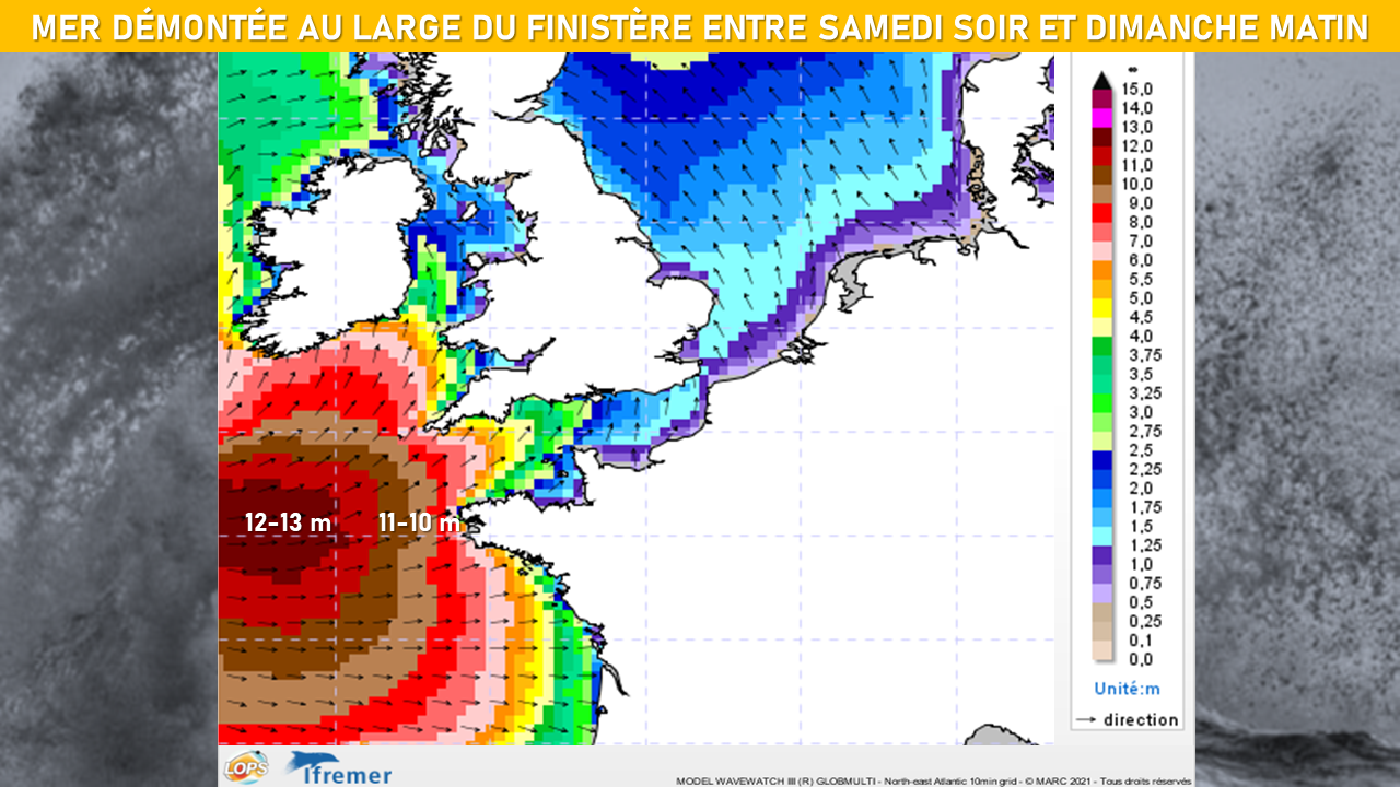 Mer démontée entre samedi soir et dimanche matin en Mer Celtique ...